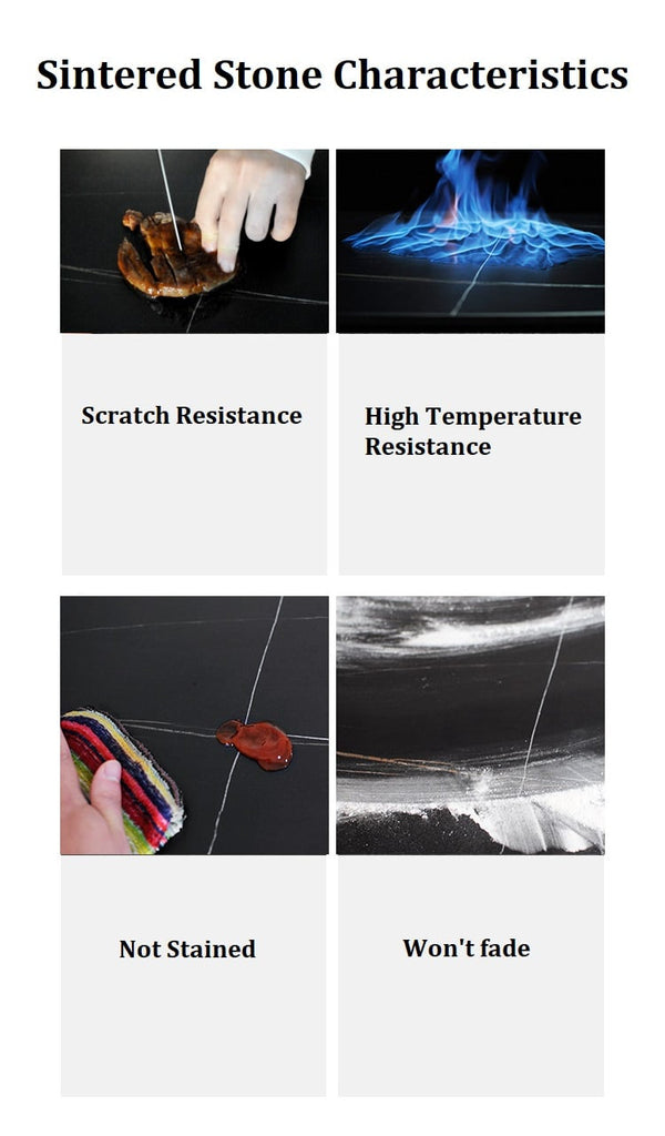 New Shinny or Matt Sintered Stone Top Dining Table V Style Solid Wood ...