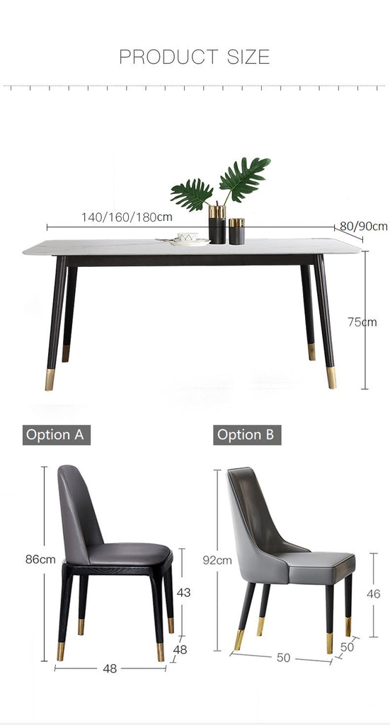 New Shinny or Matt Sintered Stone Top Dining Table 4 Legs Black Ash Wo ...